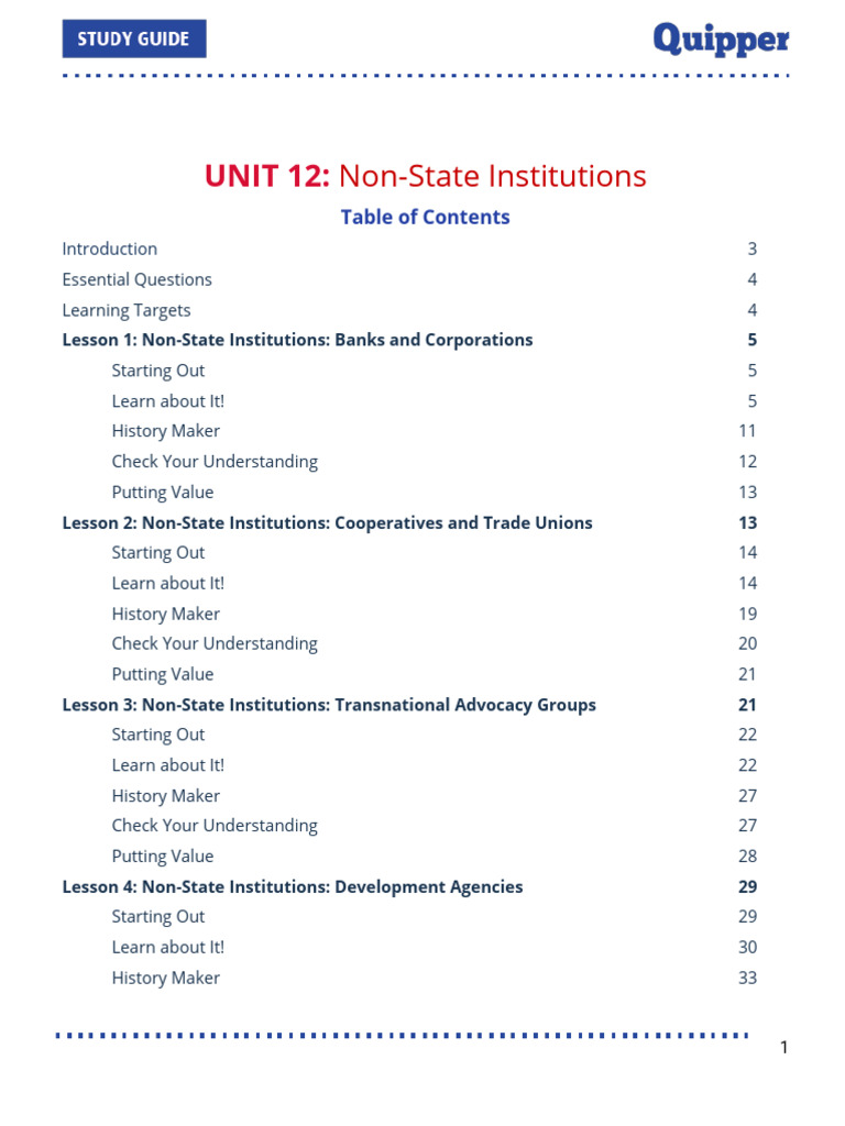 UCSP Unit 12 Non State Institutions | PDF | Banks | Cooperative
