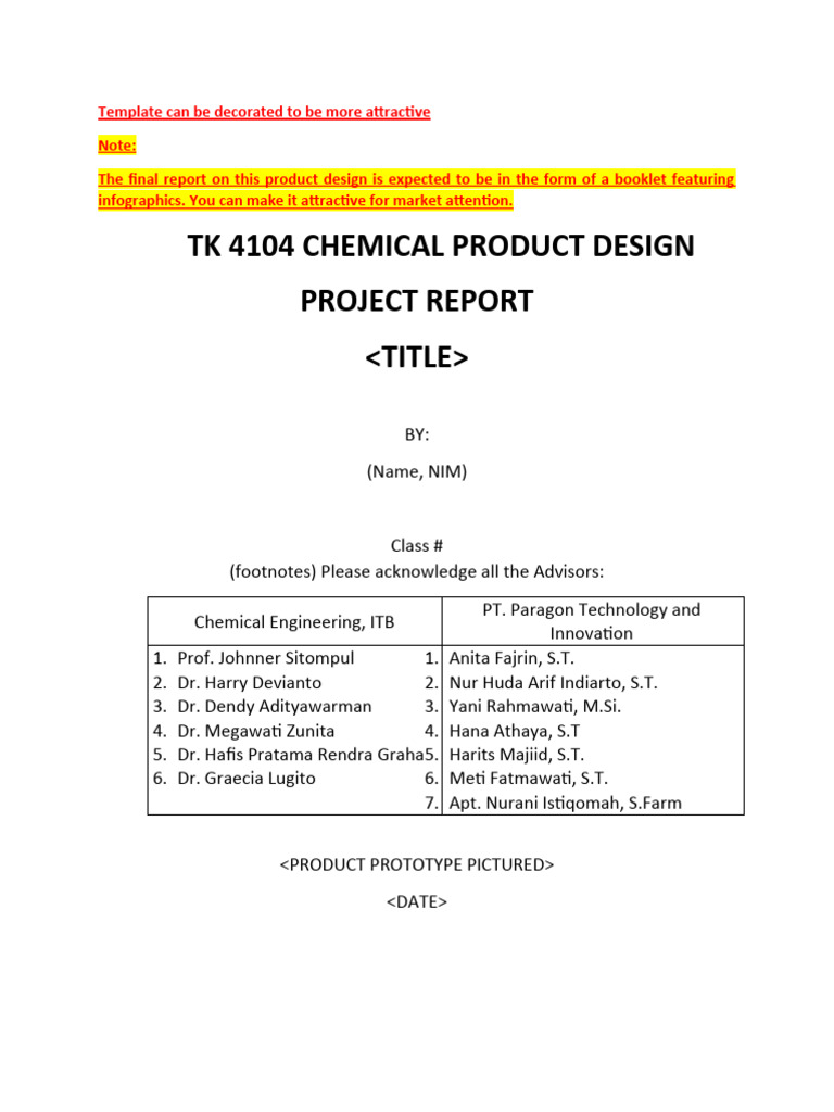 Chemical Product Design Report | PDF | Specification (Technical ...