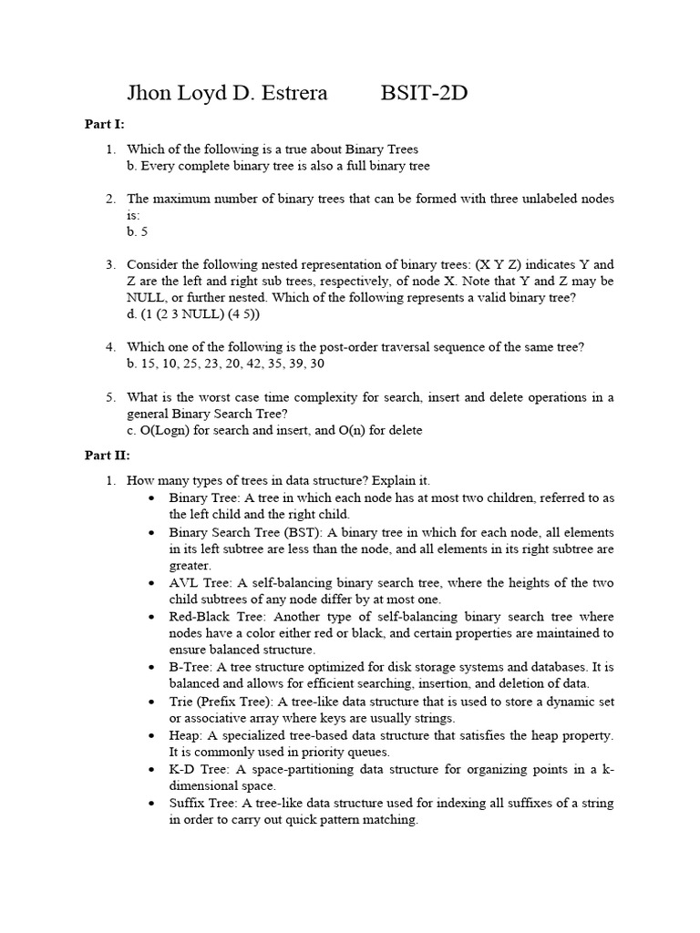 Data Structure Quiz 3 | PDF