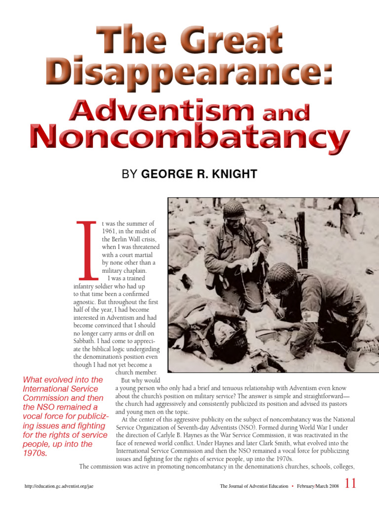 The Great Disappearance - Adventism and Noncombatancy | PDF | Adventism ...