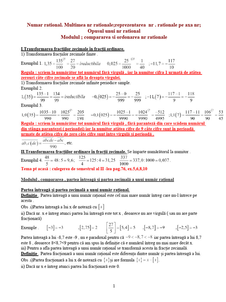 Reprezentarea NR Rationale Pe Axa - Modulul | PDF