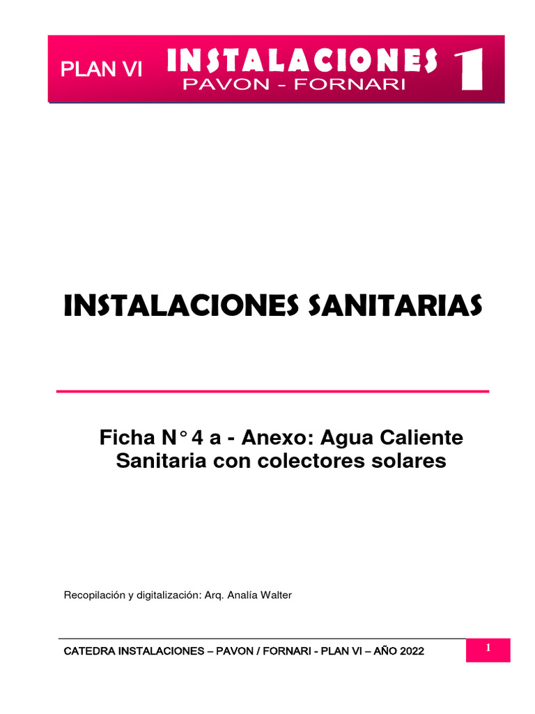 Ficha 4a - Anexo - Agua Caliente Sanitaria Con Colectores Solares | PDF | Energía solar ...