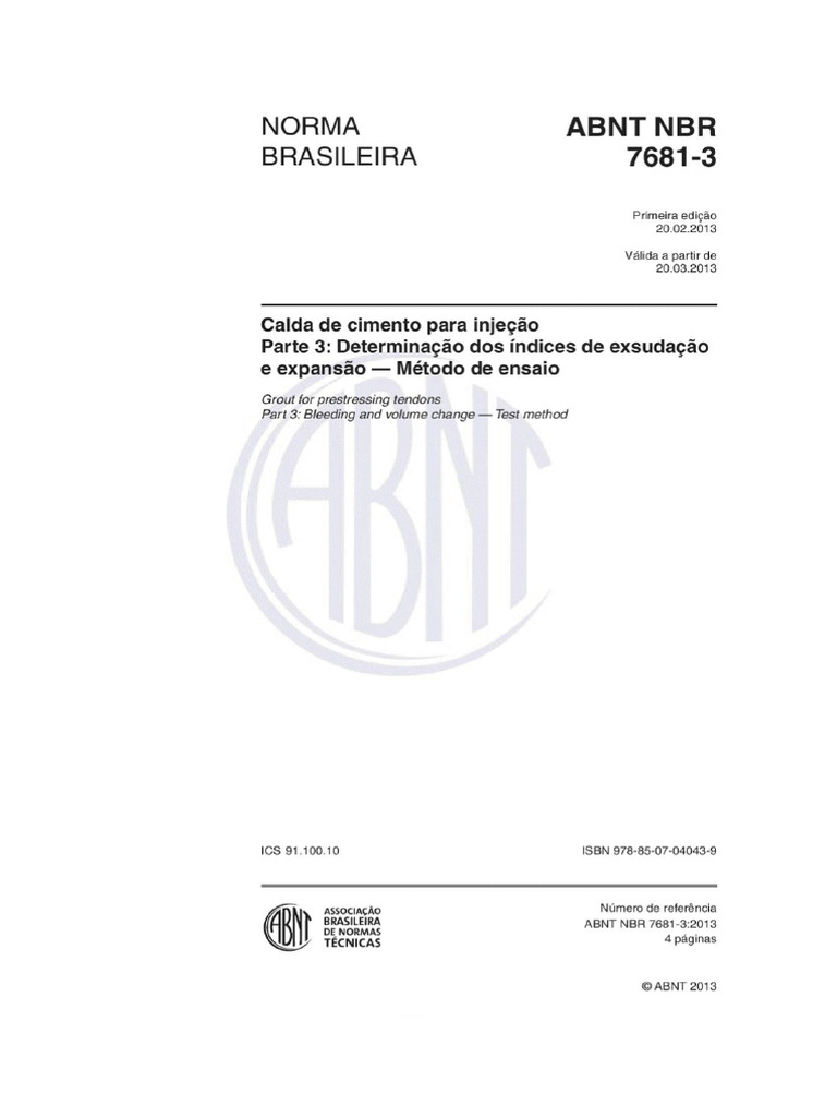 NBR 7681-3 - Calda para injeção - Parte 3 Determinação dos índices de ...