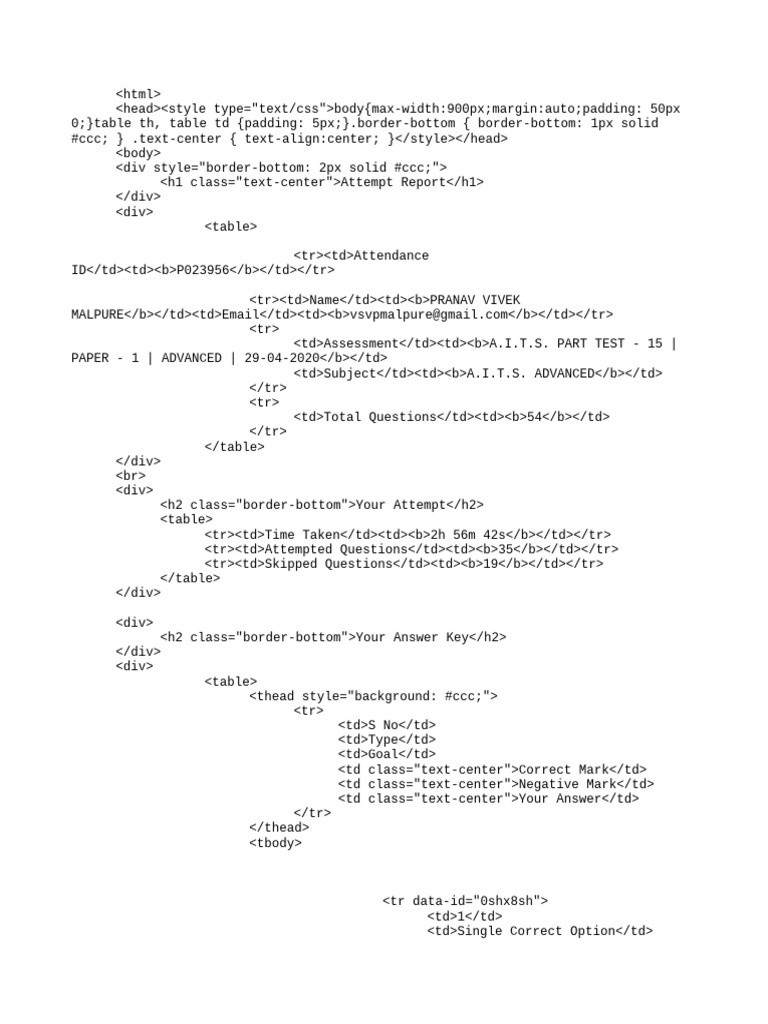 A I T S PART TEST - 15 - PAPER - 1 - ADVANCED - 29 04 2020 AnswerKey ...