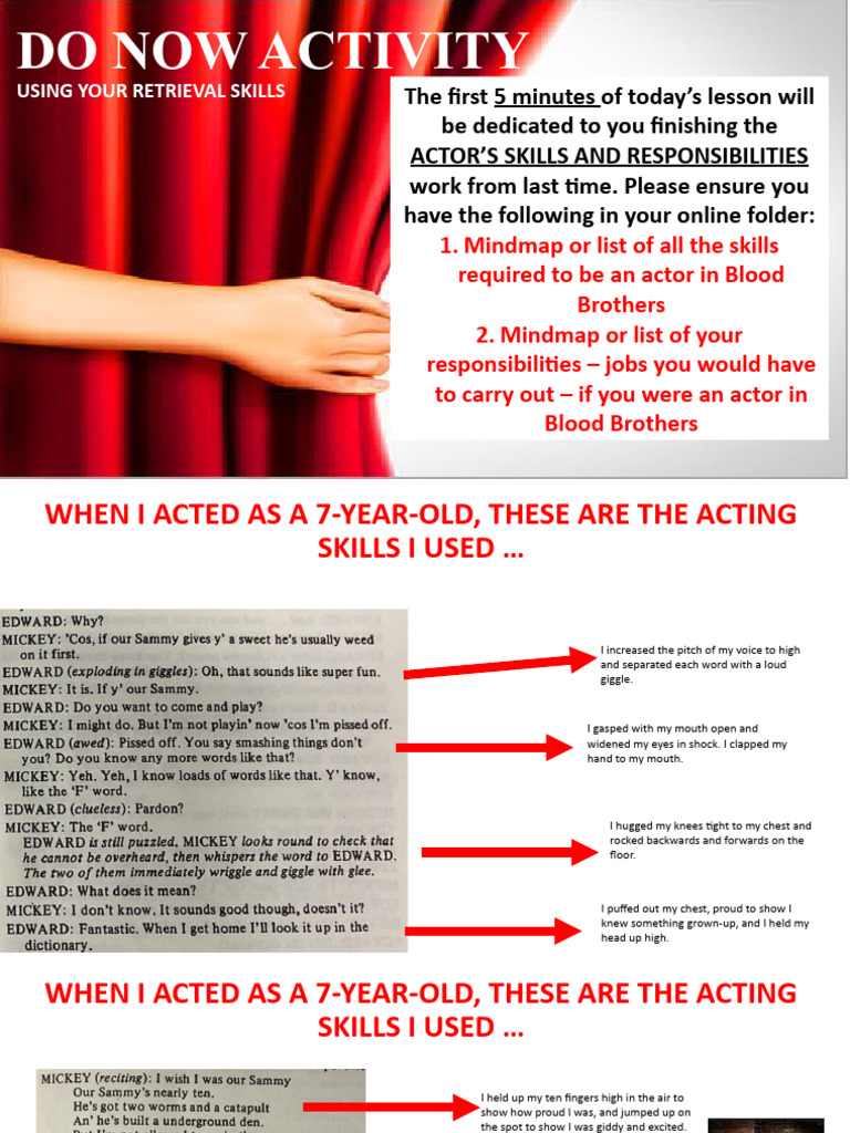 Lesson 10 Year 10 Drama - ICT Child Acting | PDF