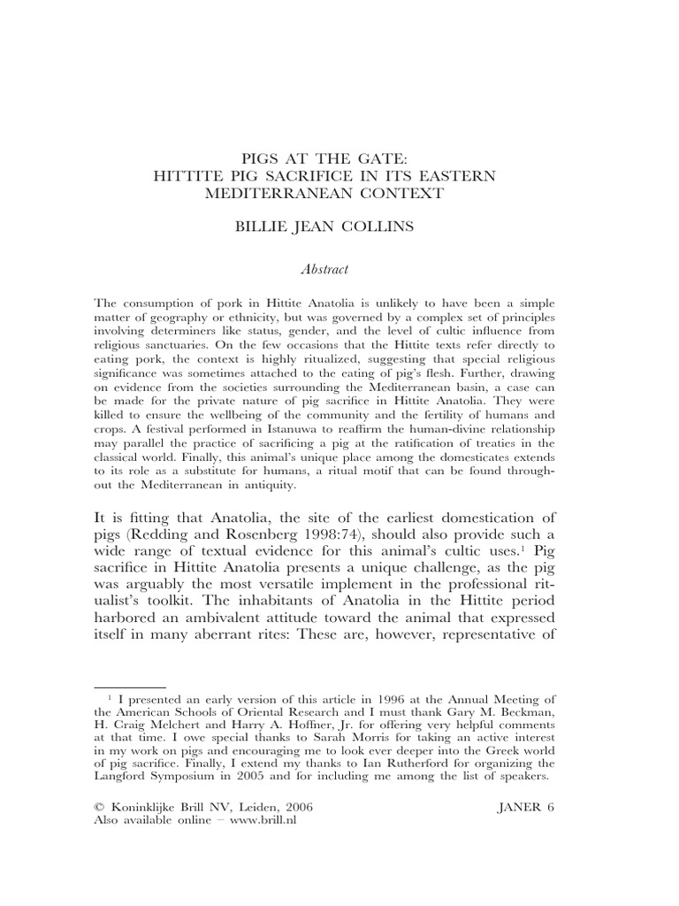 Pigs at The Gate Hittite Pig Sacrifice I | PDF | Persephone | Sacrifice