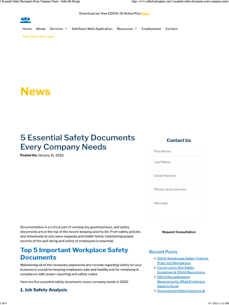 5 Essential Safety Documents Every Company Needs | PDF