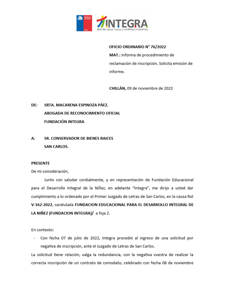 Oficio Informativo - CBR | PDF | Justicia | Crimen y violencia