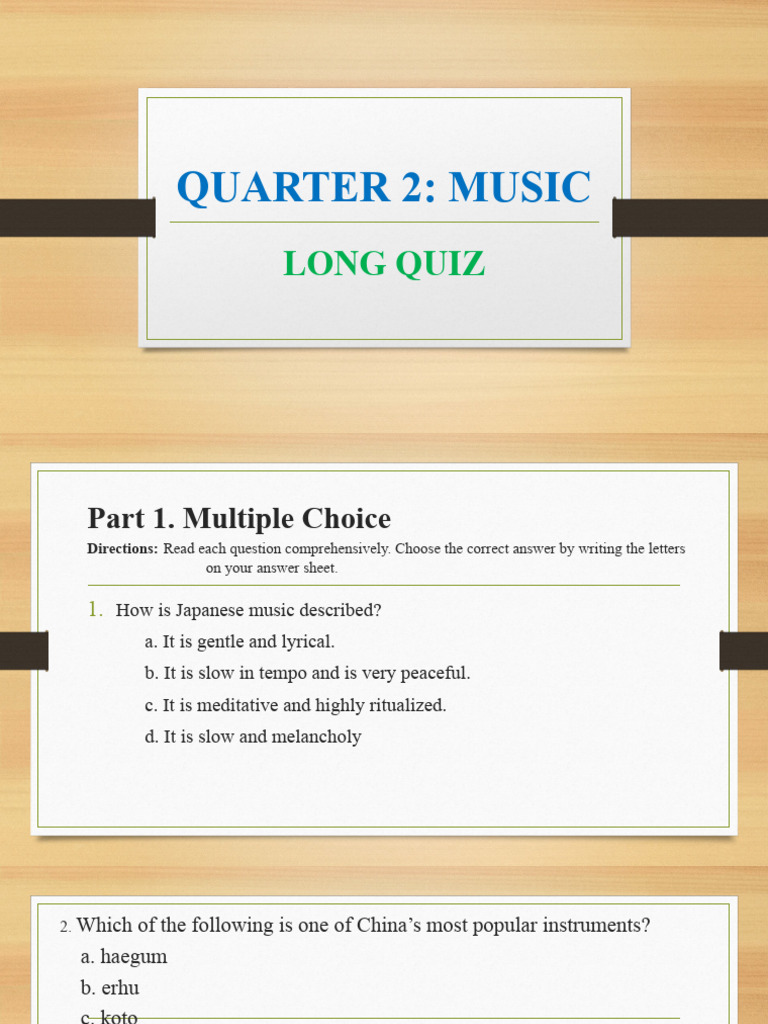 Q2 Music Long Quiz | PDF | Musical Instruments | Music Industry