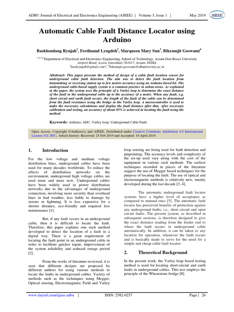 Automatic Cable Fault Distance Locator U | PDF | Resistor | Relay