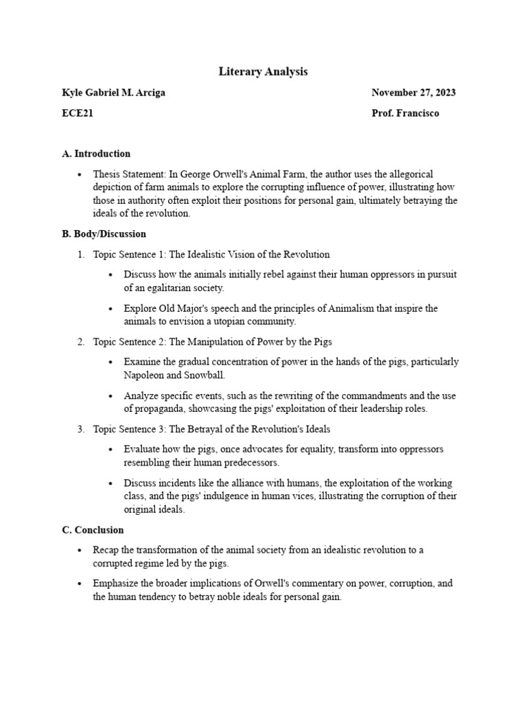Literary Analysis Outline G-LITT001 | PDF