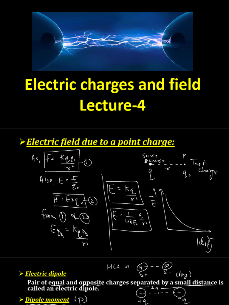 Electric Charges and Fields Overview | PDF | Force | Dipole