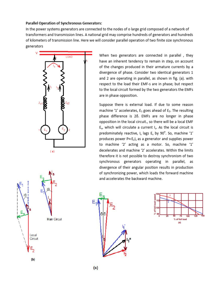 Parallel Operation of Synchronous Generator | PDF | Electric Generator | Power Supply