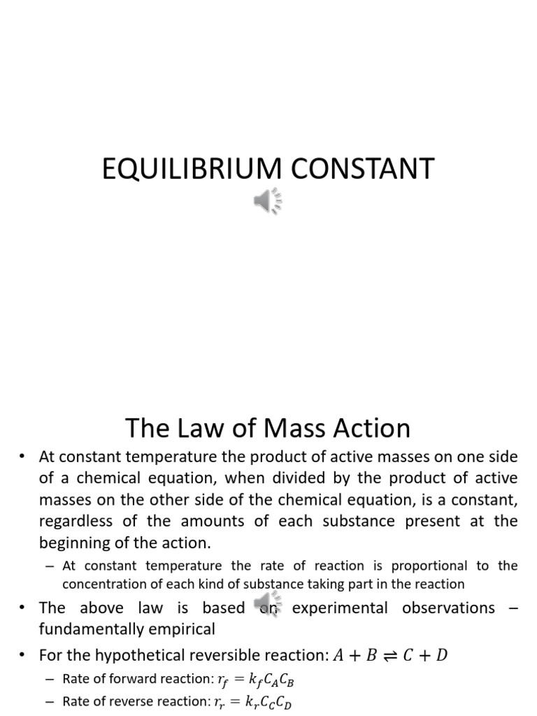 2-Equilibrium Constant | PDF | Chlorine | Chemistry
