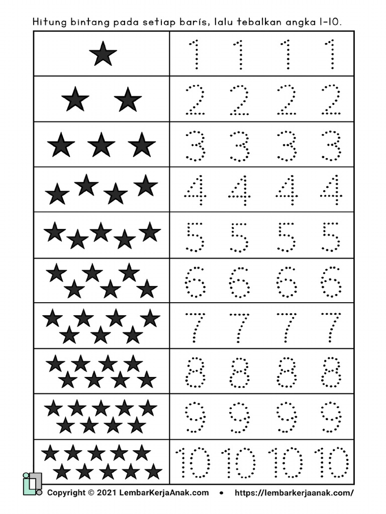 Belajar Menulis - Menebalkan Angka 04 | PDF