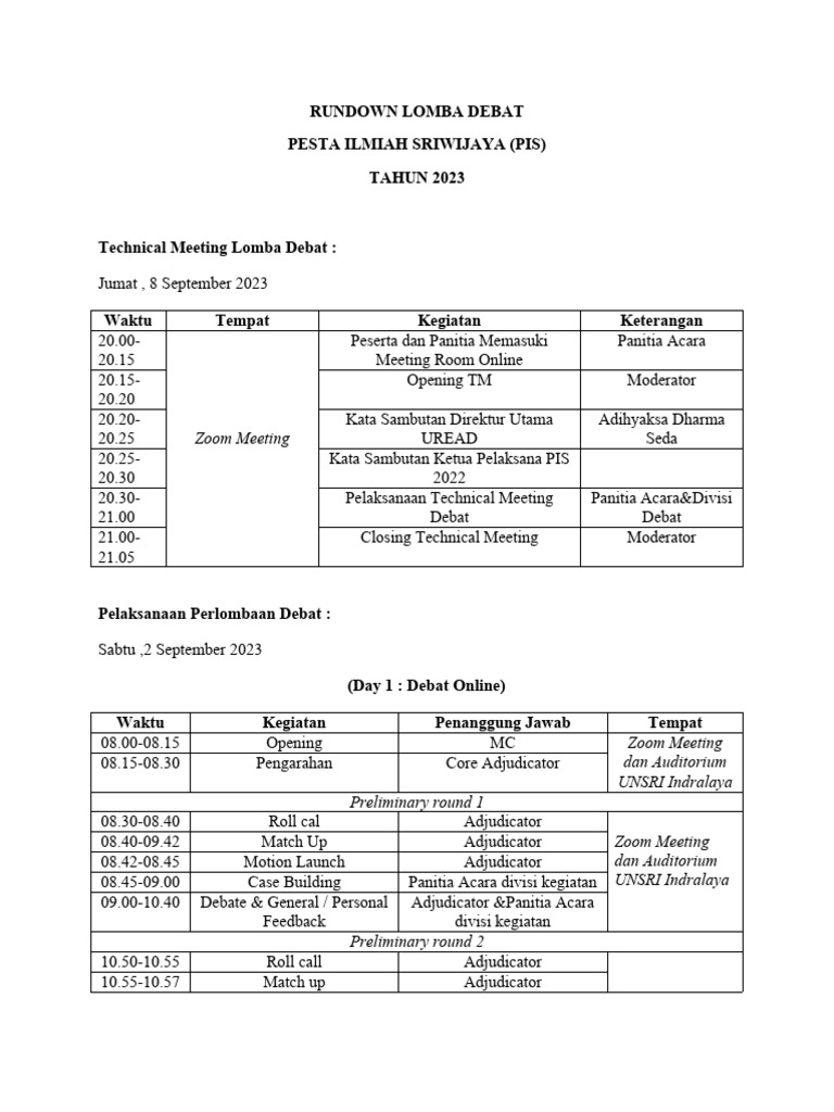 Rundown Lomba Debat | PDF