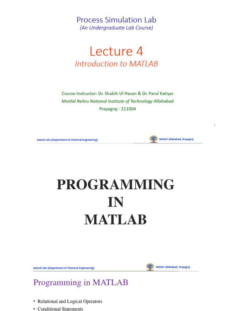 Matlab Lecture 4 | PDF | Logic | Computer Programming Matlab Lecture 4 | PDF | Logic | Computer Programming