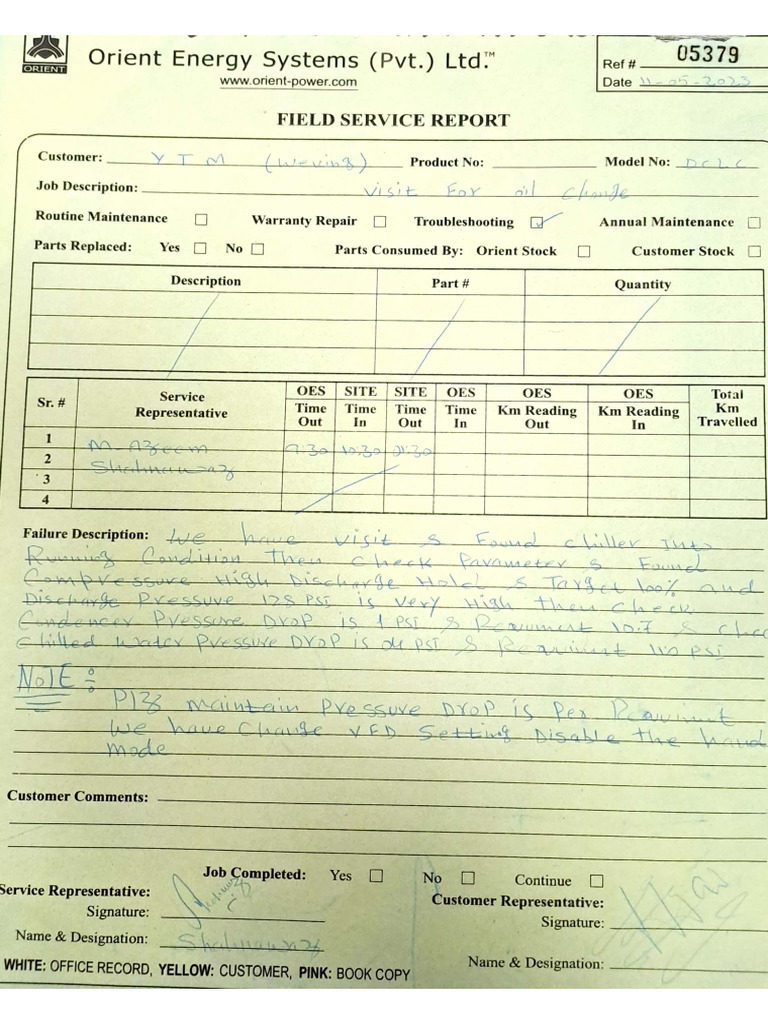 Field Service Report 11 May 2023 | PDF