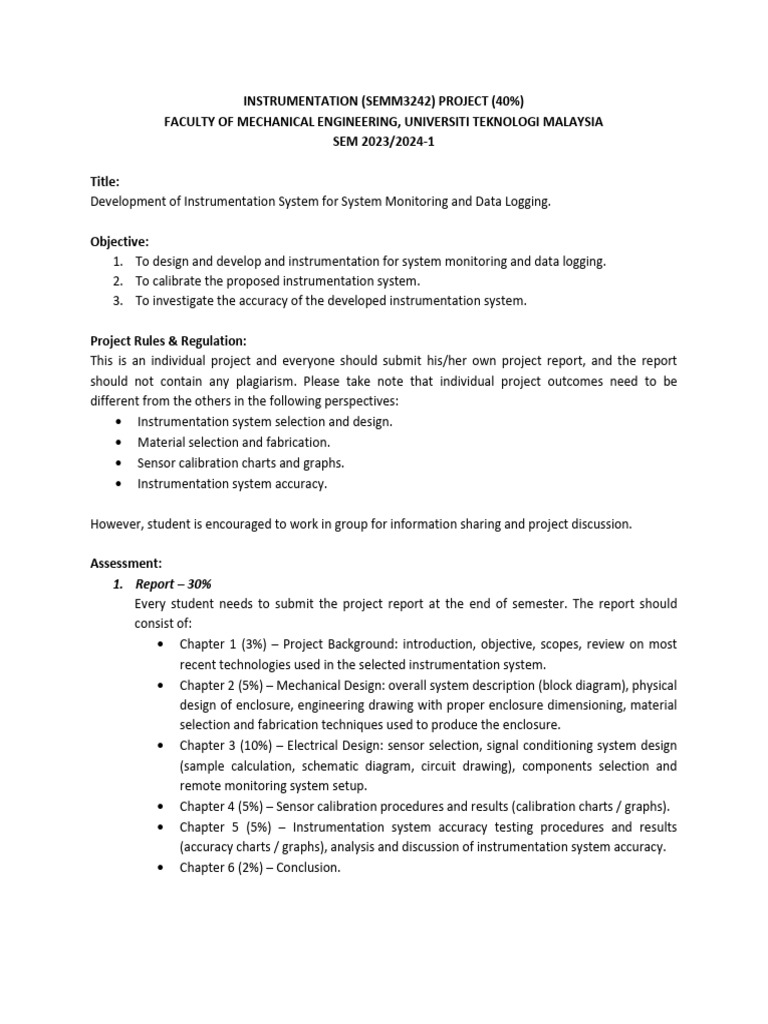 Instrumentation Project Description 2023 | PDF | Instrumentation | Arduino