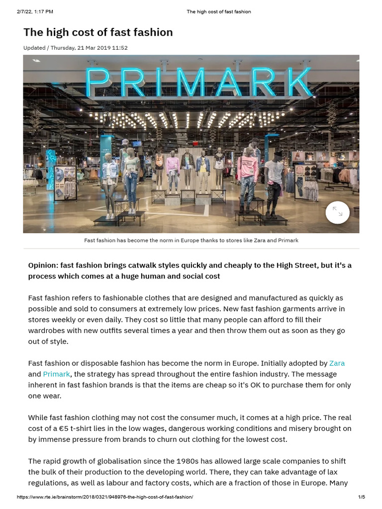 The High Cost of Fast Fashion | PDF | Fashion | Clothing