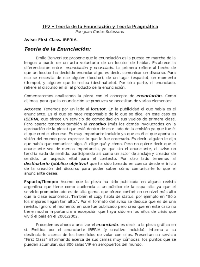 TP2 - Teoría de La Enunciación y Pragmática - SOLORZANO | PDF | Epistemología | Semiótica