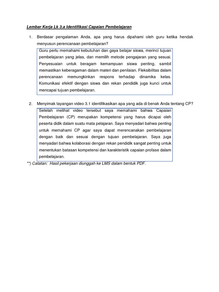Lembar Kerja Lk 3.a Identifikasi Capaian Pembelajaran | PDF