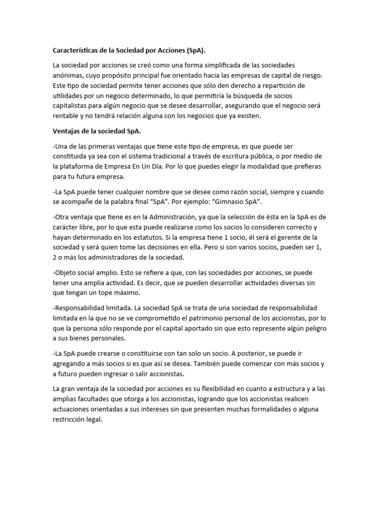 Ventajas y Desventajas de Una SPA Vs SRL | PDF