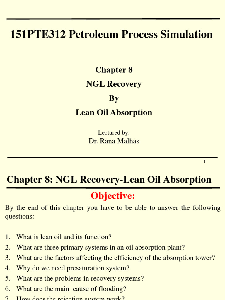 Chapter 8. NGL Recovery-Lean Oil Absorption-1 | PDF | Natural Gas ...
