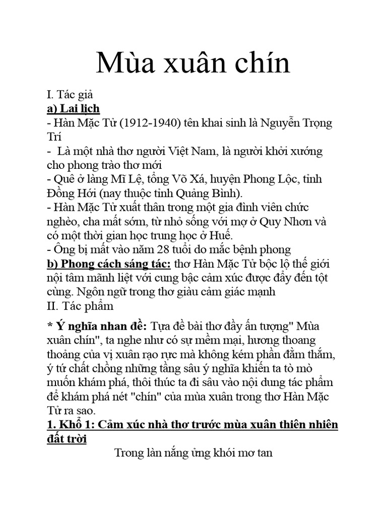 Mùa Xuân Chín | PDF