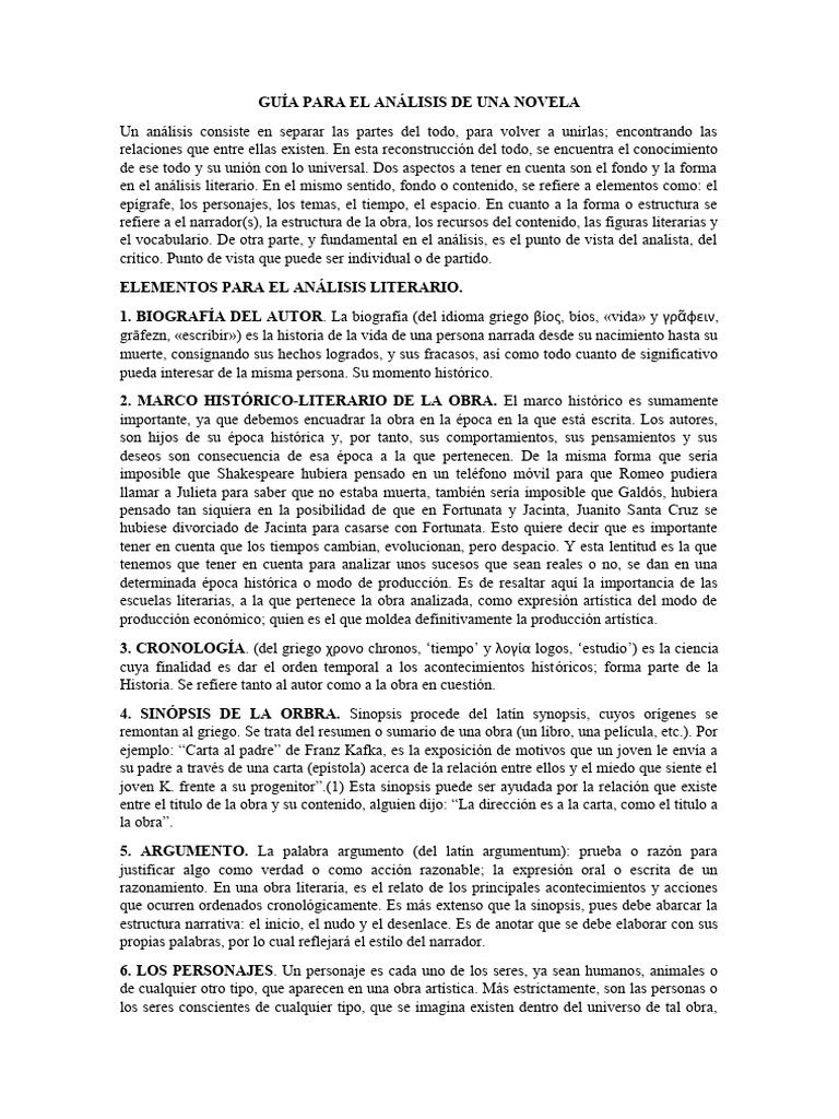 Guía para El Análisis de Una Novela | PDF | Autor | Crítica literaria