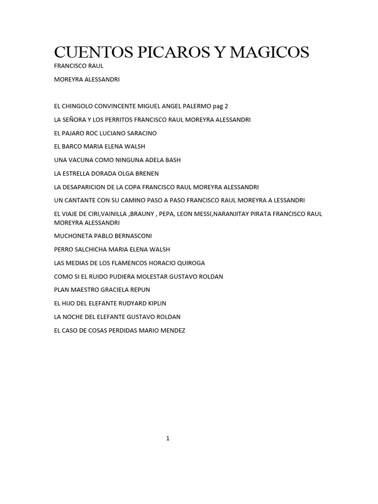 Cuentos Picaros y Magicos | PDF | Aves