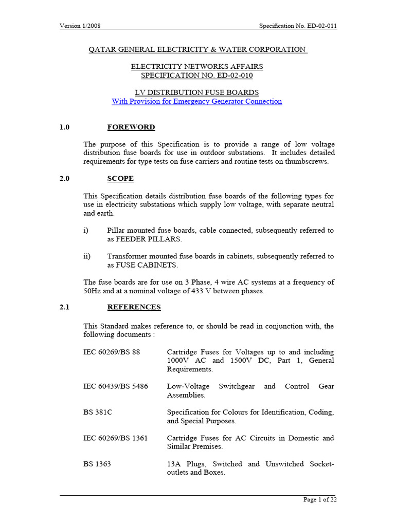 ED-02-011 Version 1-2008 FEEDER PILLARS With Provision For Emergency ...