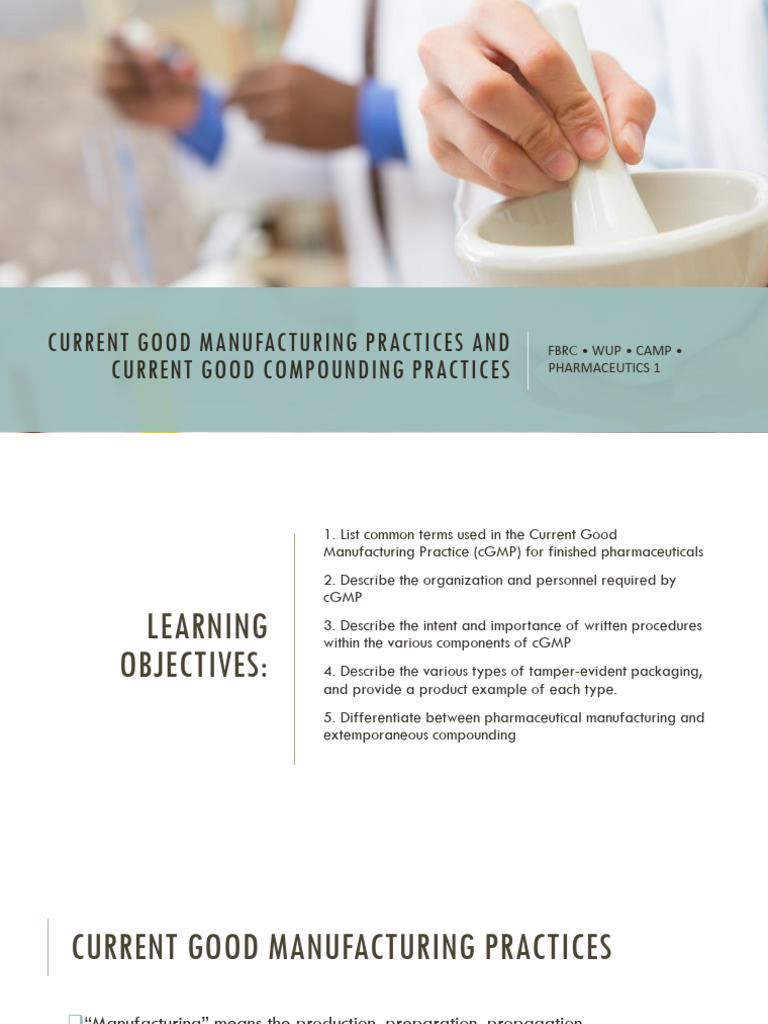 1.3 CGMP and CGCP | PDF | Verification And Validation | Chemistry