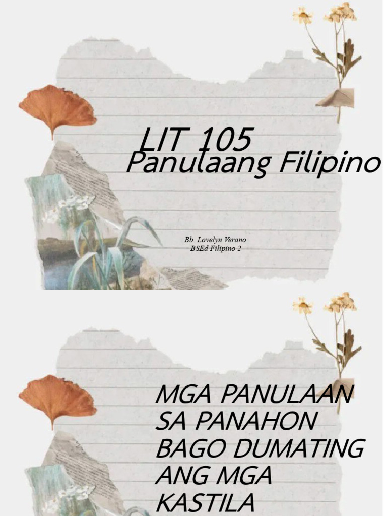 1. Panulaan Sa Panahon Bago Dumating Ang Mga Kastila | PDF 1. Panulaan Sa Panahon Bago Dumating Ang Mga Kastila | PDF