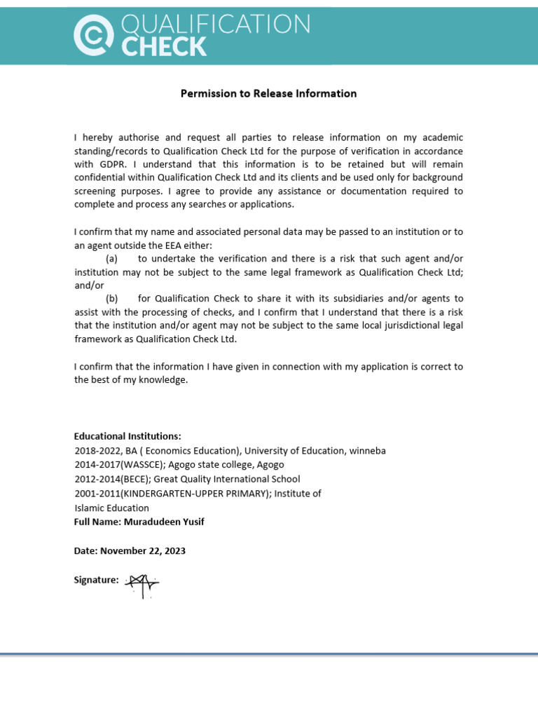 QCAS-Consent-Form 2 | PDF