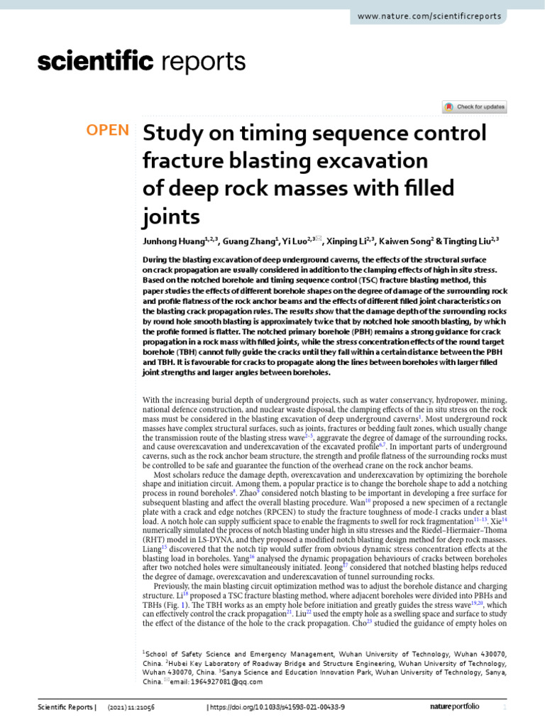Study On Timing Sequence Control Fracture Blasting Excavation of Deep ...