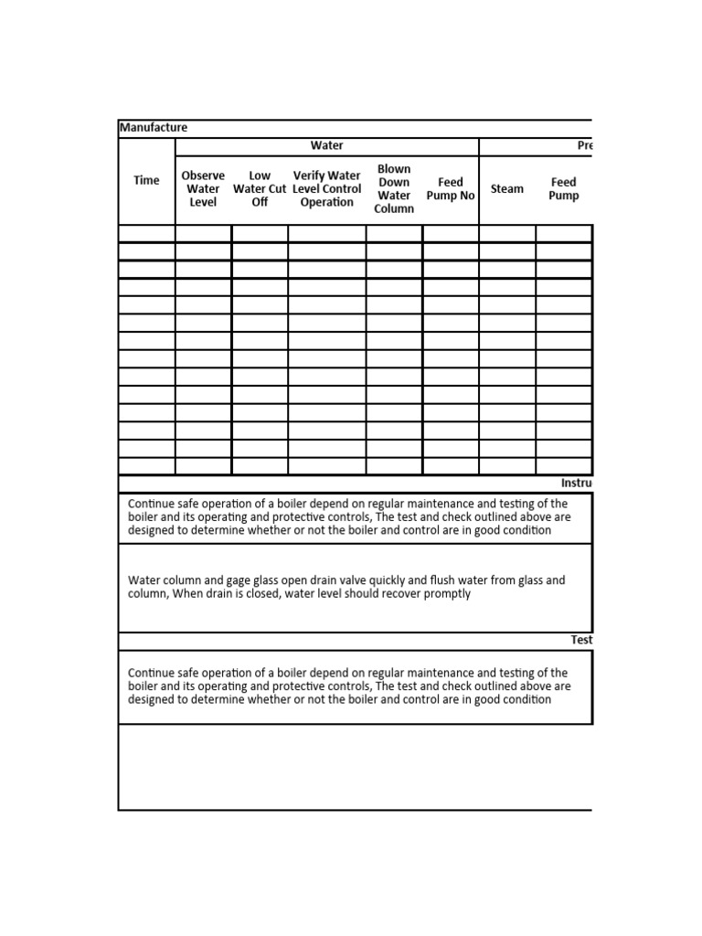 Boiler Test Record | PDF | Boiler | Pump