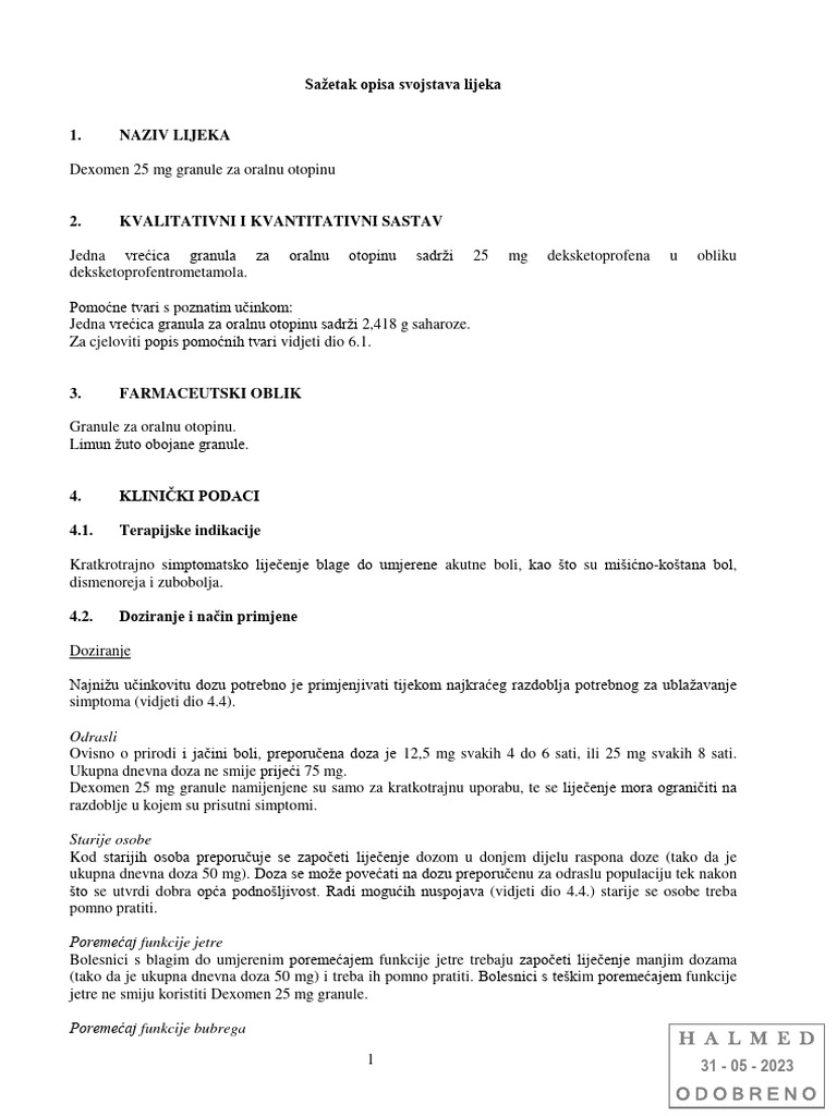 Dexomen Granule SPC | PDF