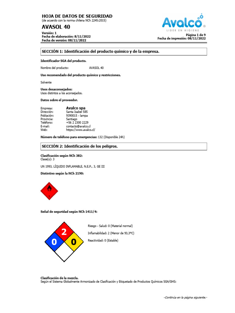 Avasol 40 | PDF | Technology & Engineering