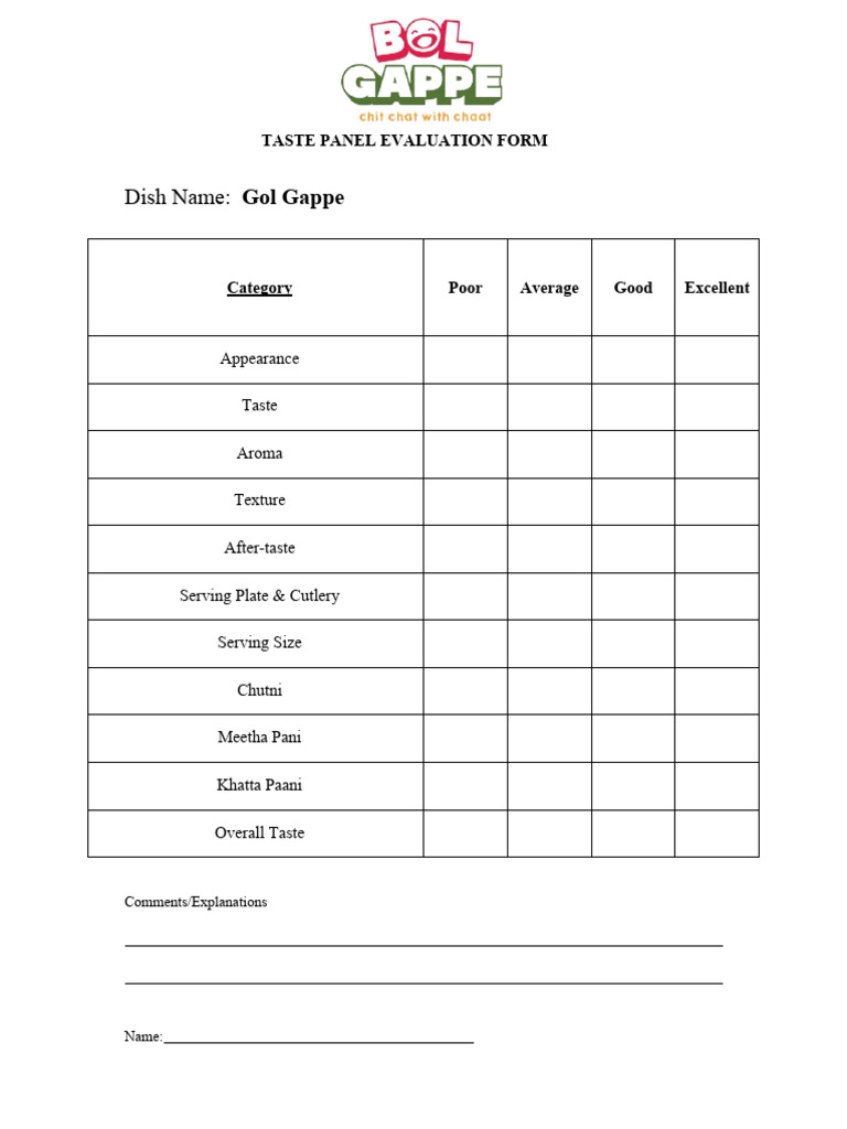 Food Taste Panel Evaluation Form 2 | Download Free PDF | Convenience ...