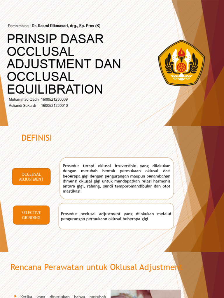 Occlusal Equilibration & Occlusal Adjustment | PDF