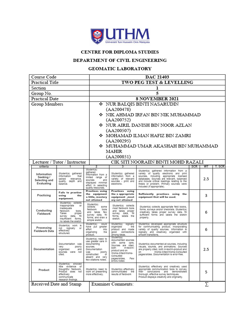 Two Peg Test and Levelling Procedure | PDF | Metrology | Science