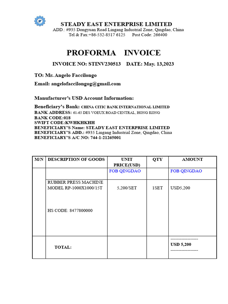 Rubber Press Machine Invoice | PDF | Postage Stamp | Mechanical Engineering