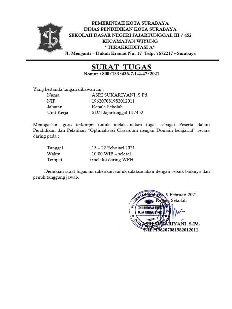2021 Surat Tugas IGI | PDF