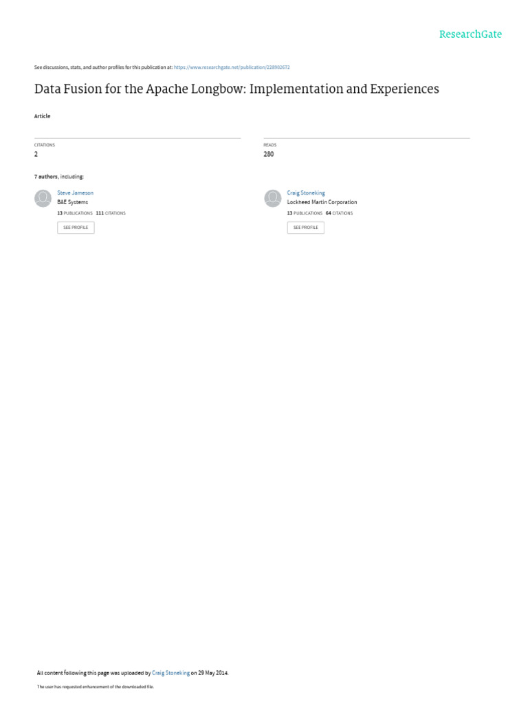 Data Fusion For The Apache Longbow Implementation | PDF | Unmanned ...