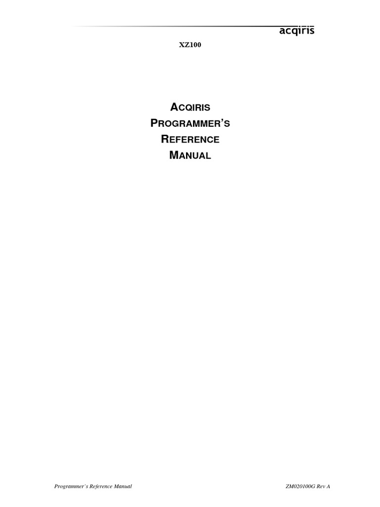 Acqiris Programmers Reference Manual Pdf Parameter Computer Programming Integer