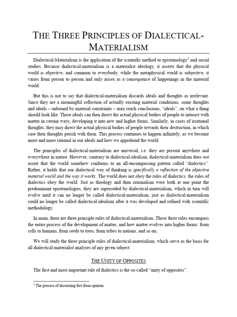 Dialectics | PDF | Thought | Matter