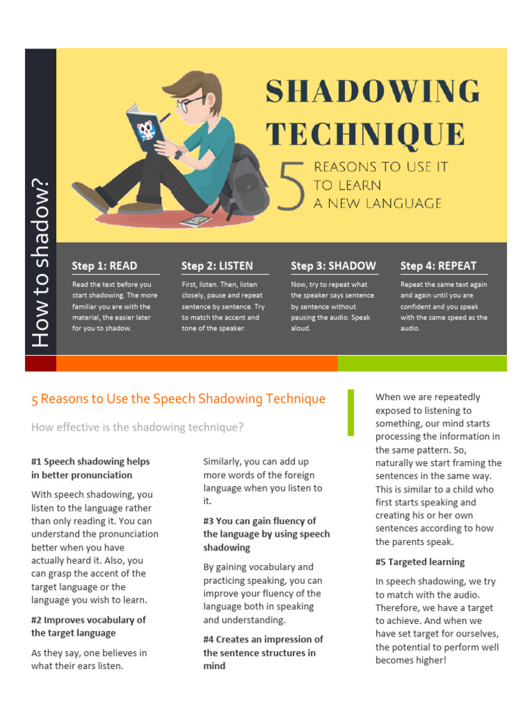 Shadowing Handout | PDF | Accent (Sociolinguistics) | Speech