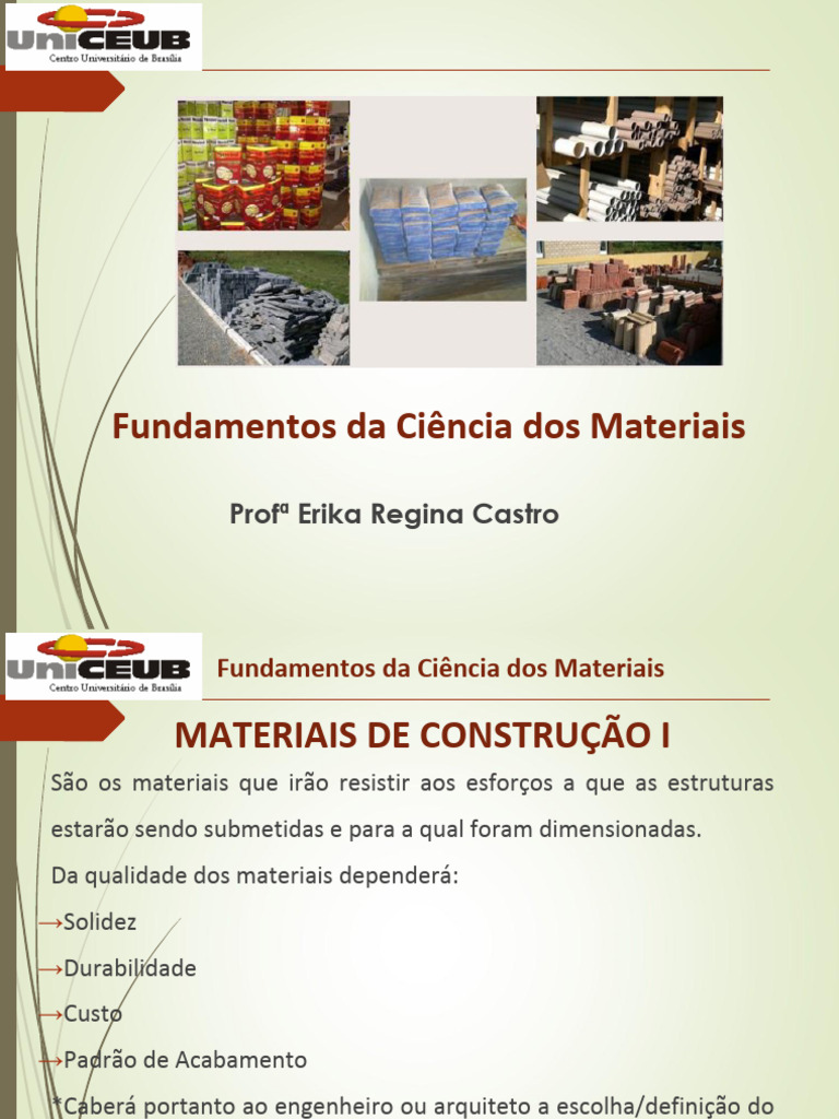 Aula 1 Fundamentos Da Ciência Dos Materiais Pdf Material Composto
