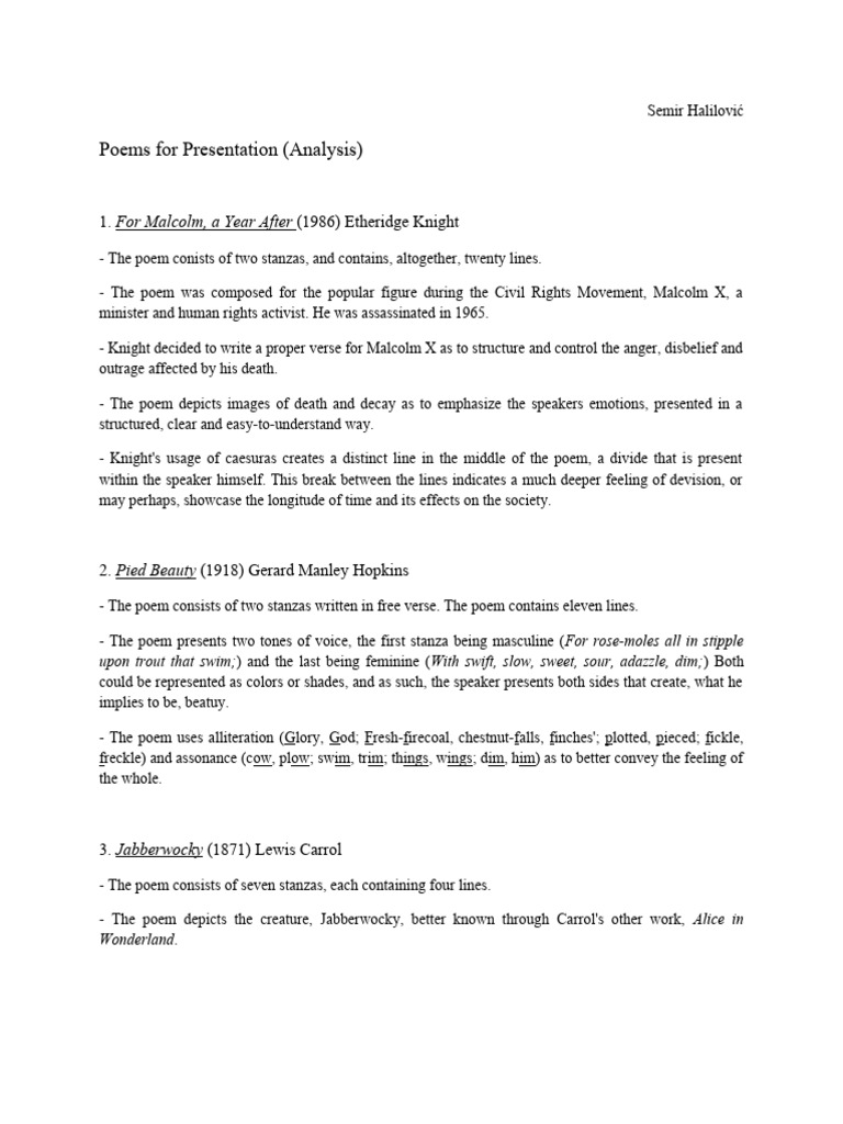 Analyzing Iconic Poems for Presentation | PDF | Poetry